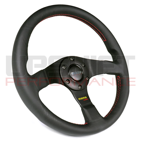 TUN32BK0B Momo Tuner Steering Wheel - 320mm (Black Leather / Red Stitching)